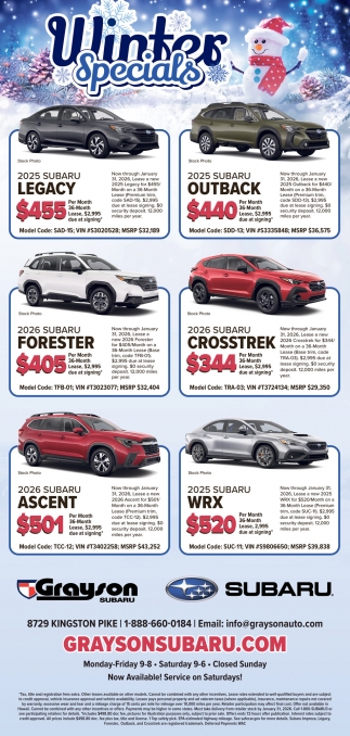 Winter Specials, Grayson Subaru, Knoxville, TN